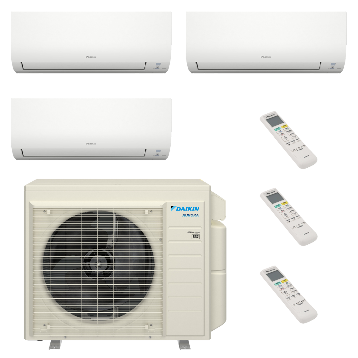 Daikin 36,000 BTU 20 SEER2 Mini Split Heat Pump System 3 Zone 12+18+18 ...