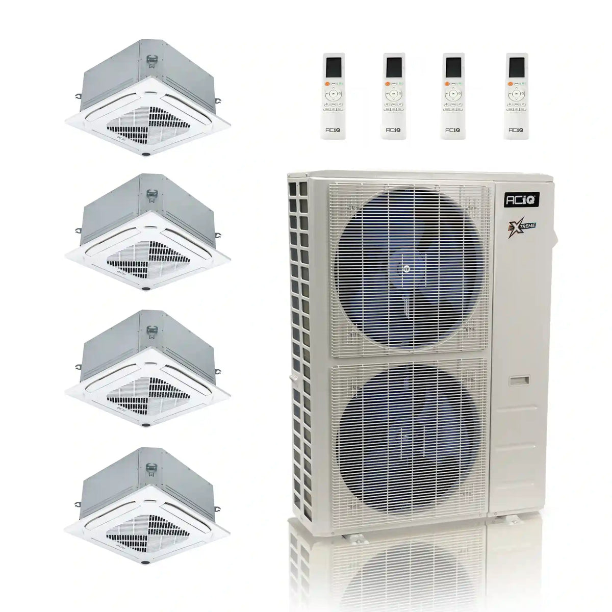ACiQ 48,000 BTU 23 SEER2 Extreme Mini Split 4-Zone Ceiling Cassette 4x — HVAC Store