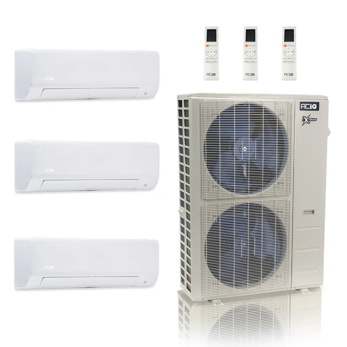 ACiQ 48,000 BTU 23 SEER2 Extreme Wall Mount Mini Split 3-Zone 230V 9+1 ...