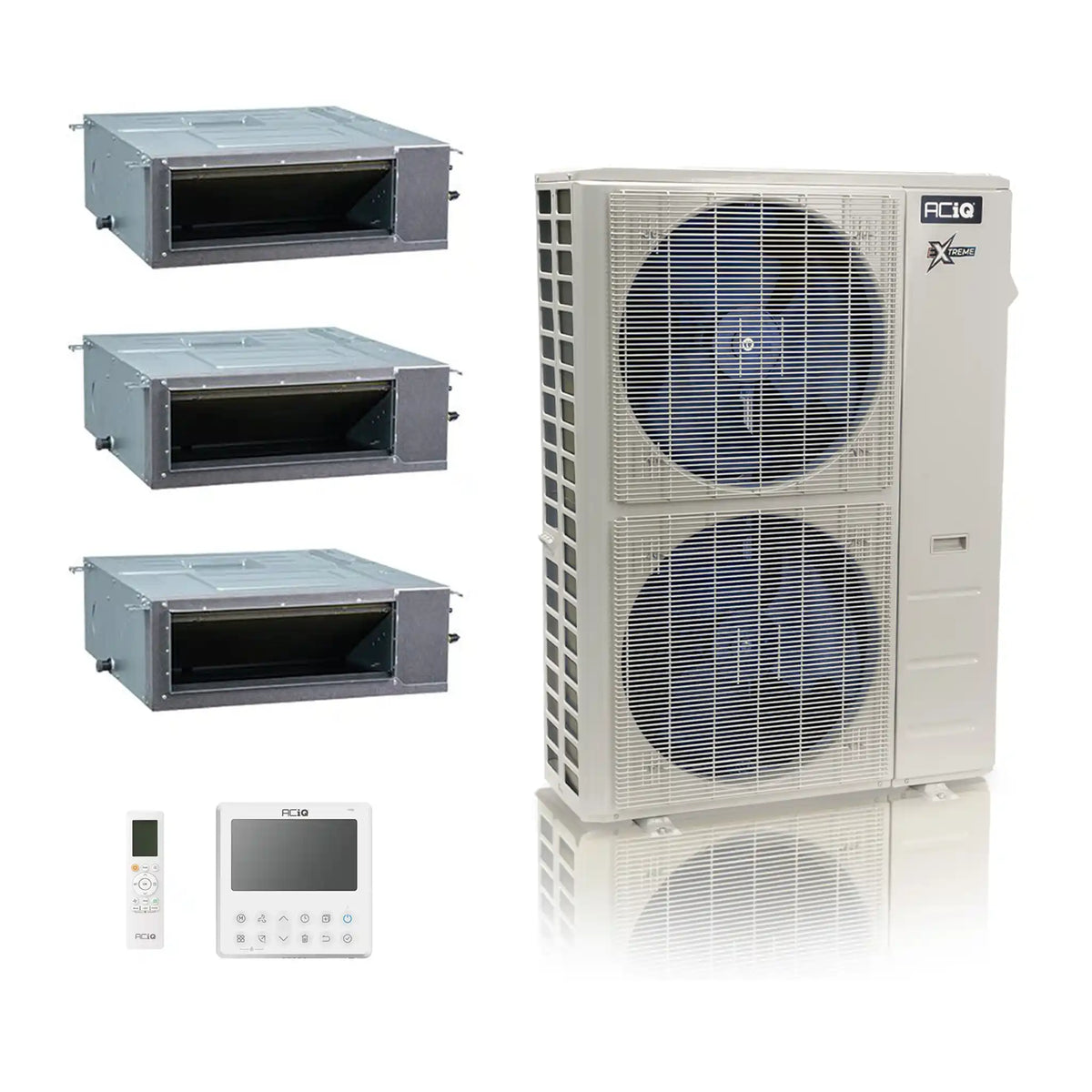 ACiQ 48,000 BTU 20.4 SEER2 Extreme 3-Zone Mini Split Concealed Duct 9 ...