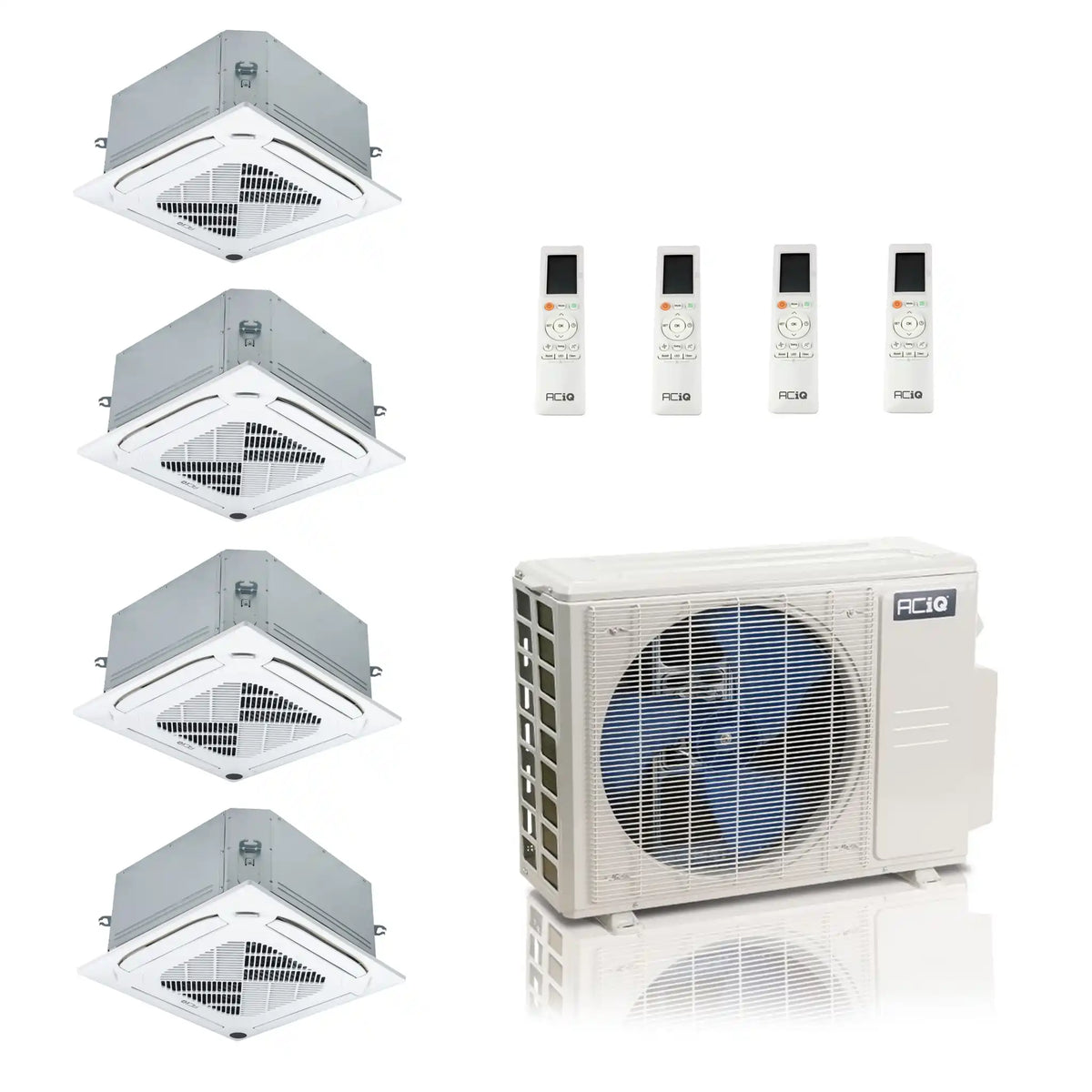 ACiQ 36K BTU 24 SEER2 Ceiling Cassette Mini Split System 4-Zone 9+9+12 ...