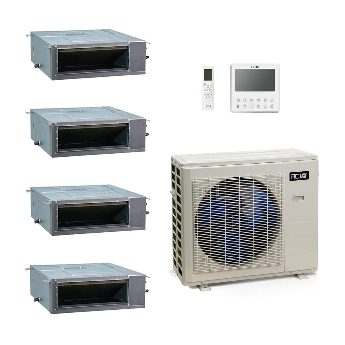 ACiQ 48,000 BTU 20.4 SEER2 Concealed Duct Mini Split System 4-Zone 9+9 ...